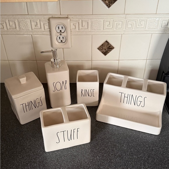 Rae Dunn | Bath | Rae Dunn Cream Bath Storage Set | Poshmark